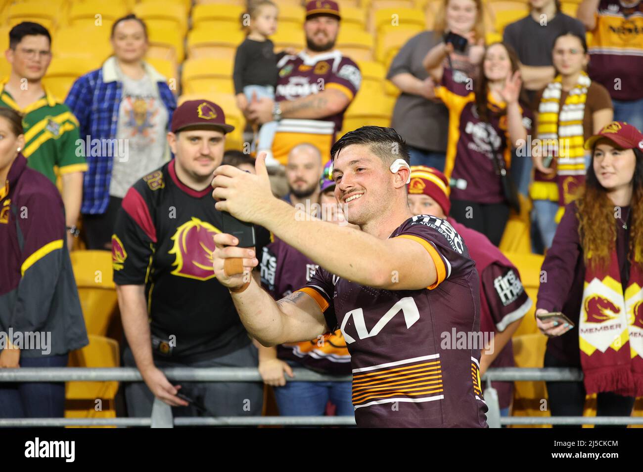 Brisbane, Australia. 22nd Apr, 2022. Corey Paix of the Brisbane Broncos ...