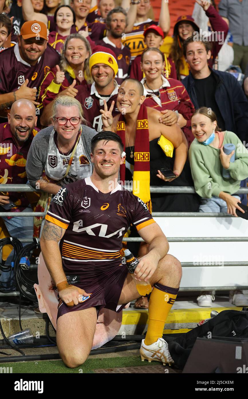 Brisbane, Australia. 22nd Apr, 2022. Corey Paix of the Brisbane Broncos ...