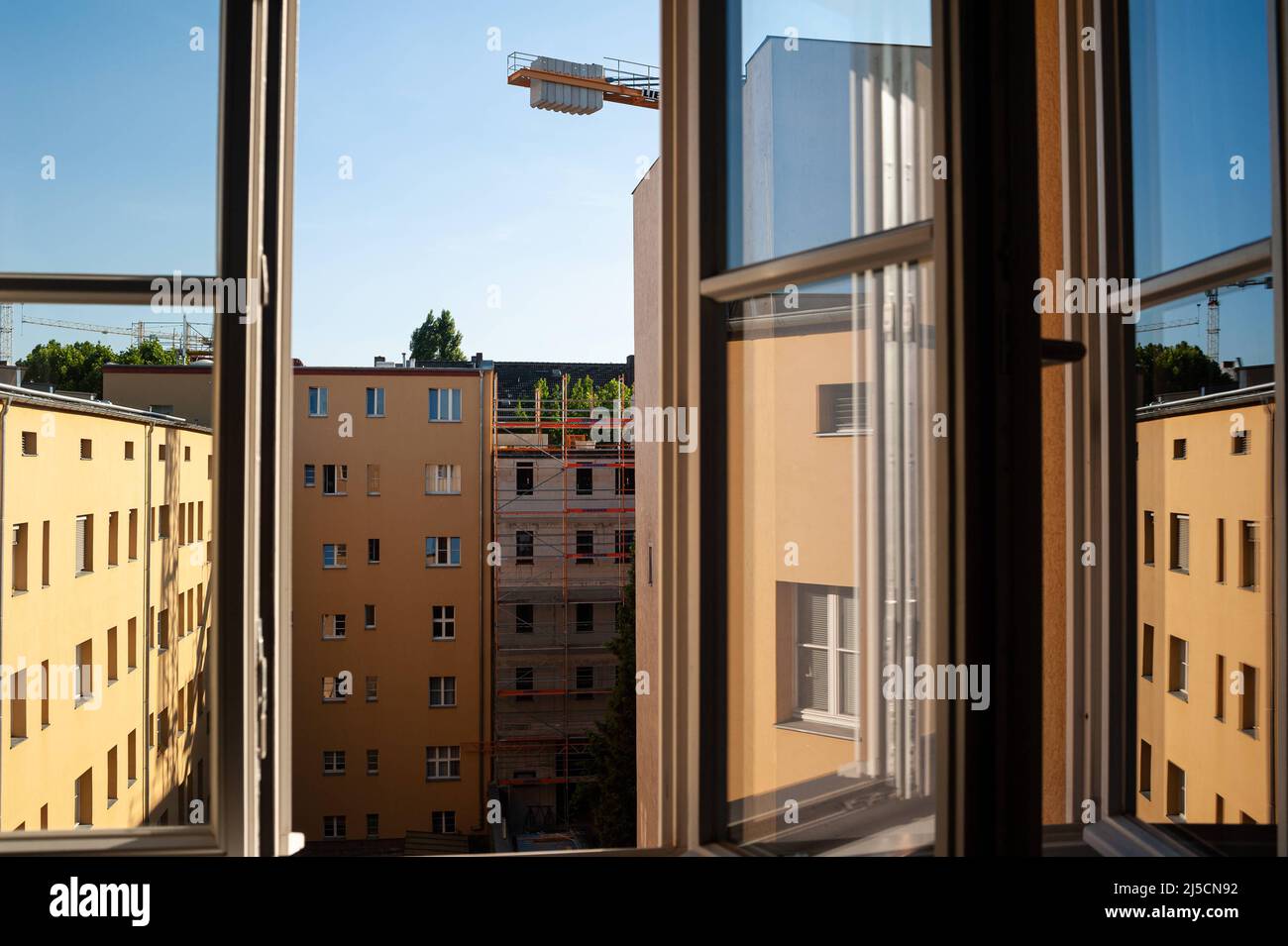 06.06.2018, Berlin, Germany, Europe - View from an open window into a ...