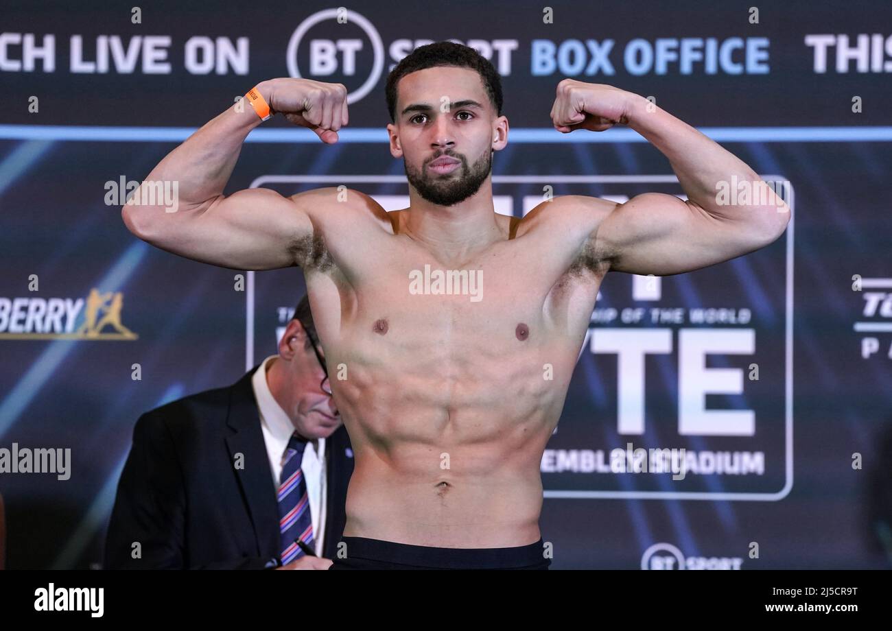 Karol Itauma during the weigh in at BOXPARK Wembley, London. Picture ...