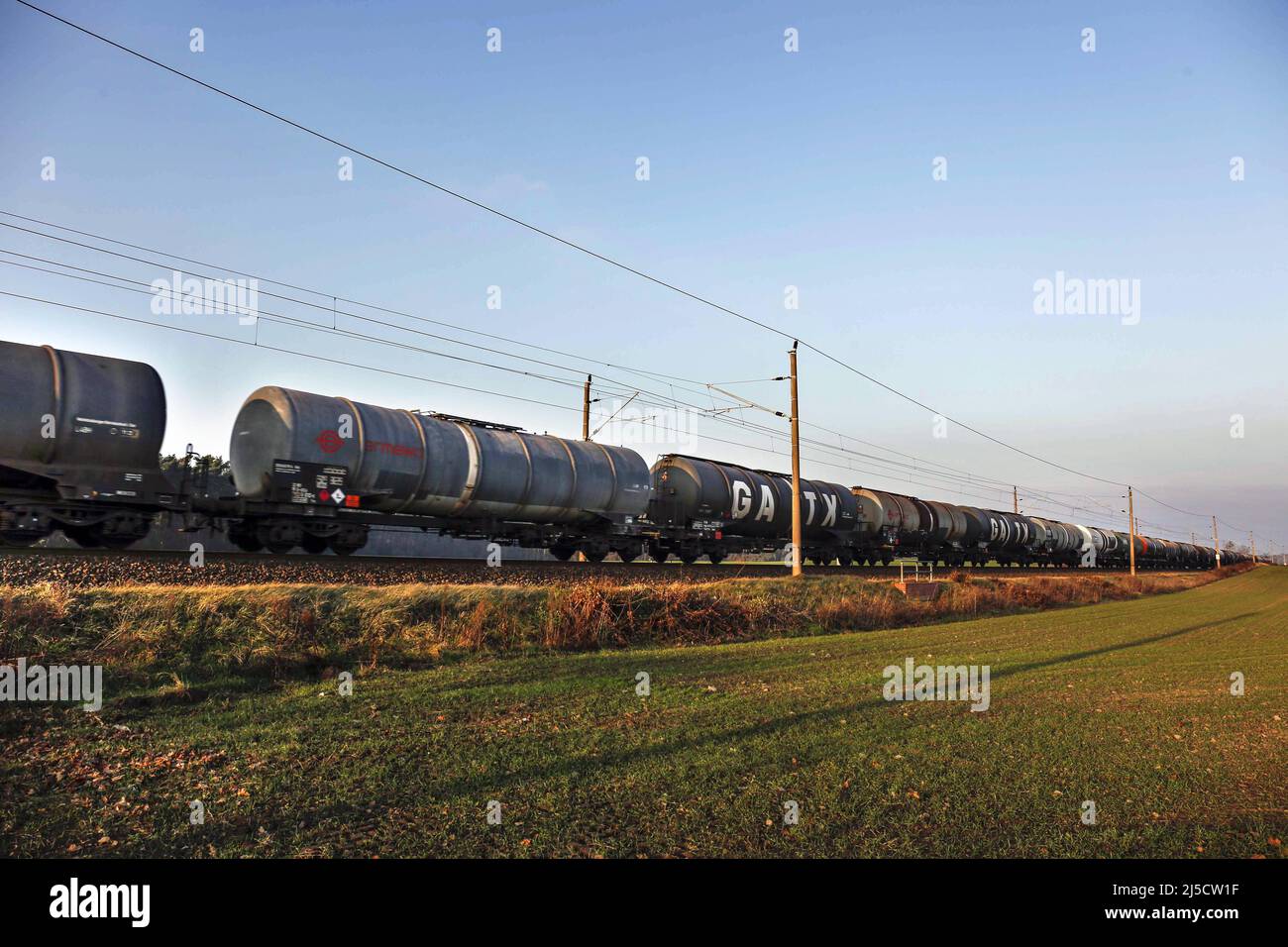 Danewitz, DEU, 08.12.2020 - DB Cargo freight train with tank cars ...