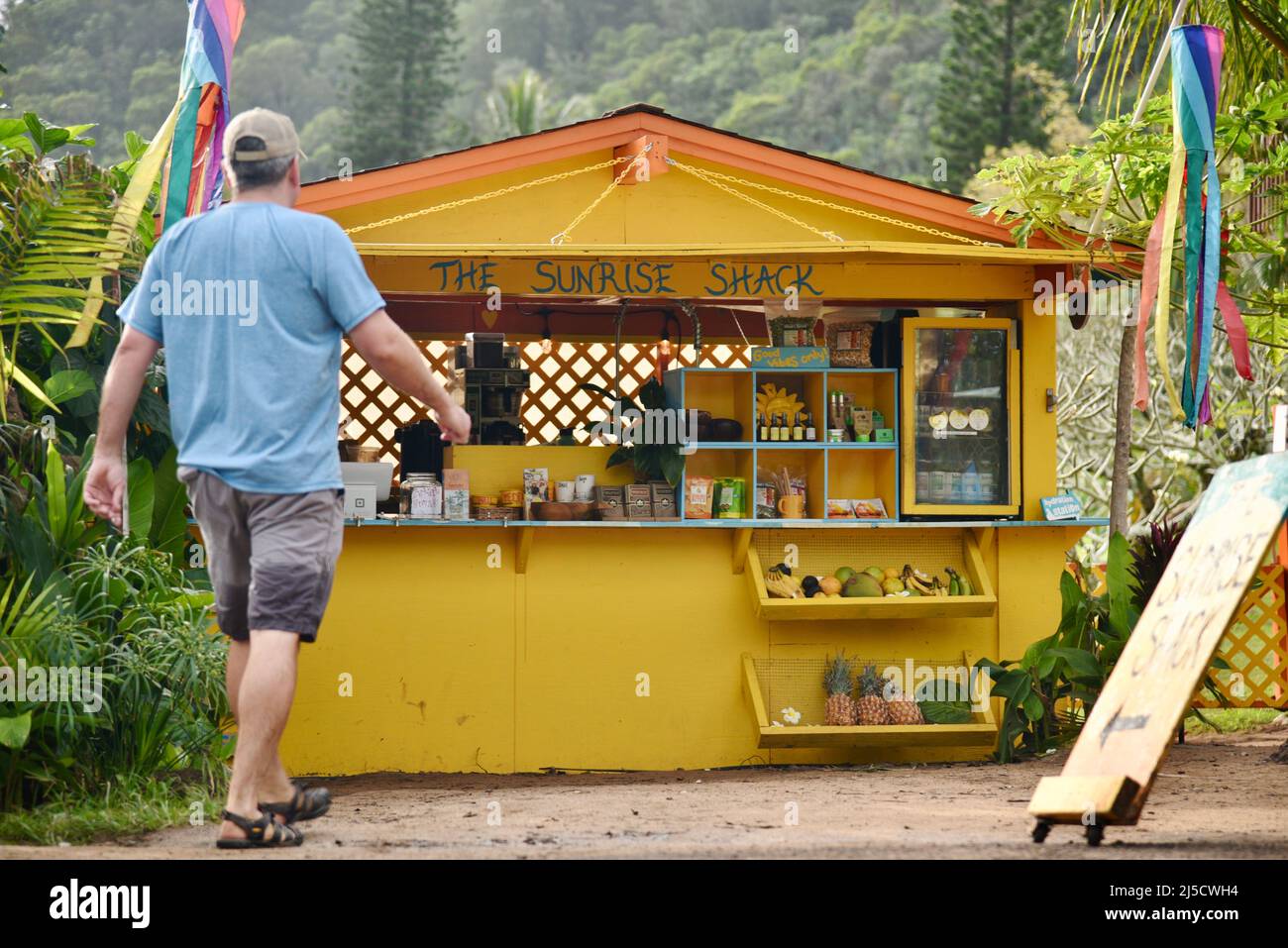 Sunrise Shack offering various foods, fresh fruits and coffee or tea ...