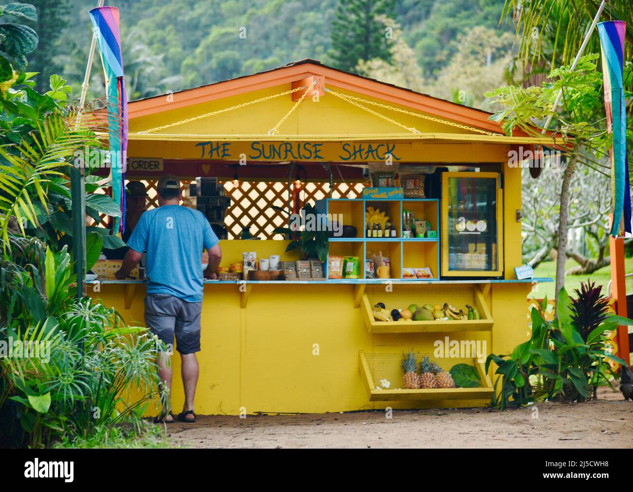 Sunrise Shack offering various foods, fresh fruits and coffee or tea ...