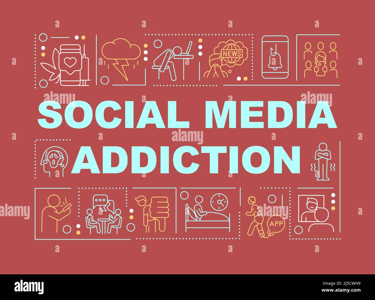 Social media addiction word concepts red banner Stock Vector Image ...