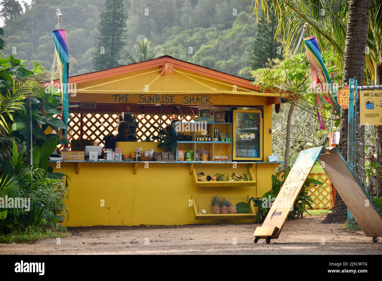 Sunrise Shack offering various foods, fresh fruits and coffee or tea ...