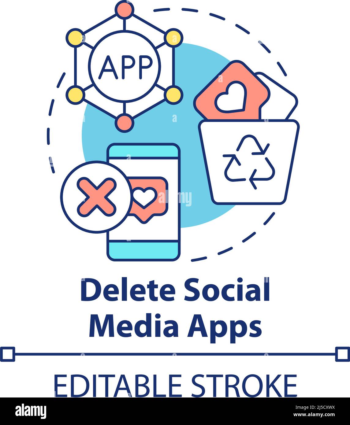 Delete social media apps concept icon Stock Vector Image & Art - Alamy