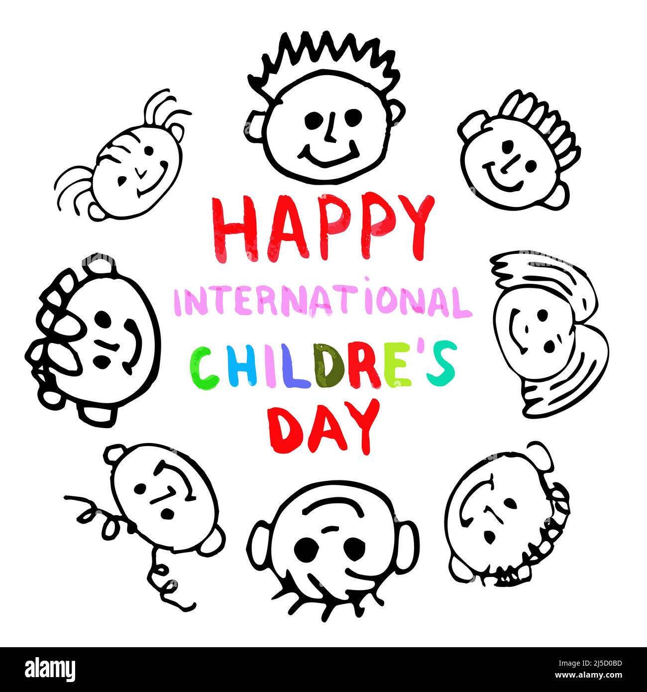 International holiday Happy Children's Day. Round vector logo template ...