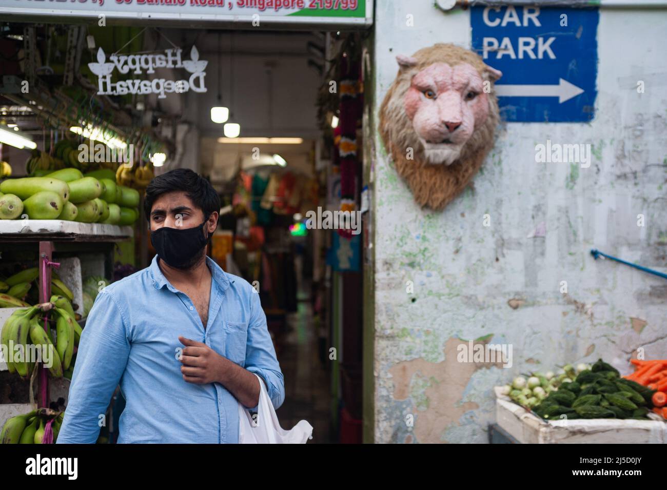 03/10/2021, Singapore, Republic of Singapore, Asia - A man wearing a ...