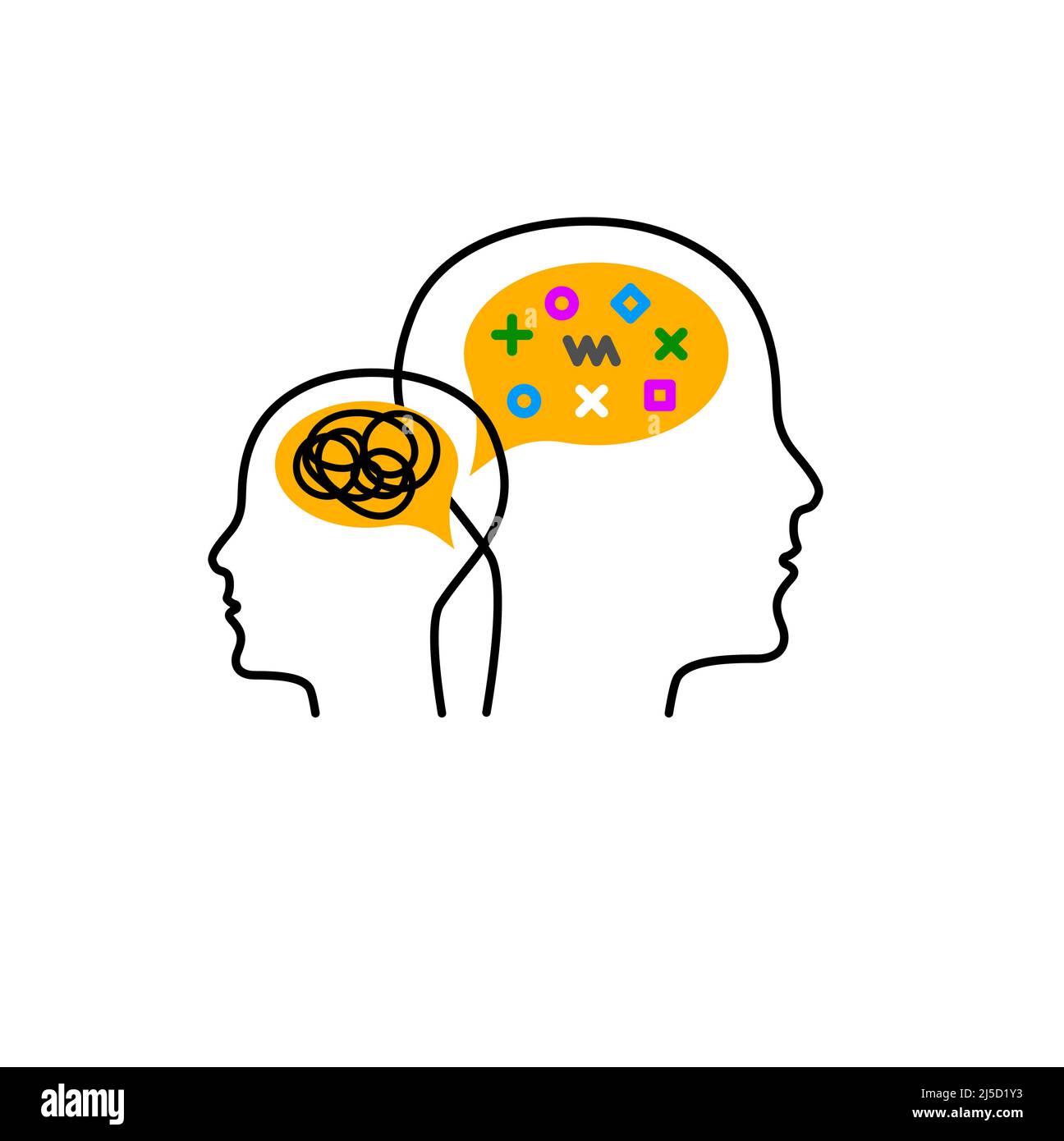 Neurodiversity, differences of thinking icon. Business and emotions ...
