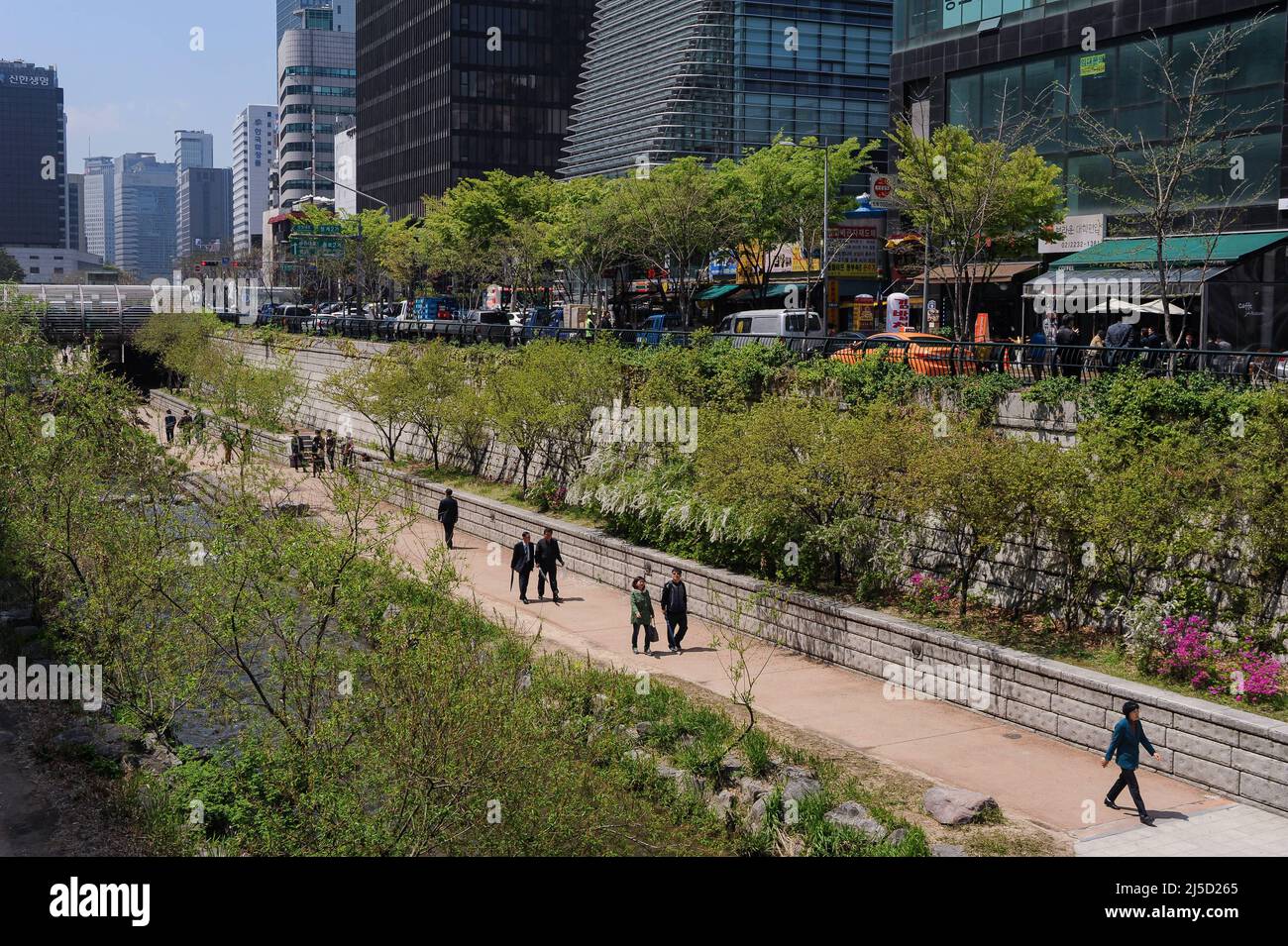 29.04.2013, Seoul, South Korea, Asia - City view with people walking on ...