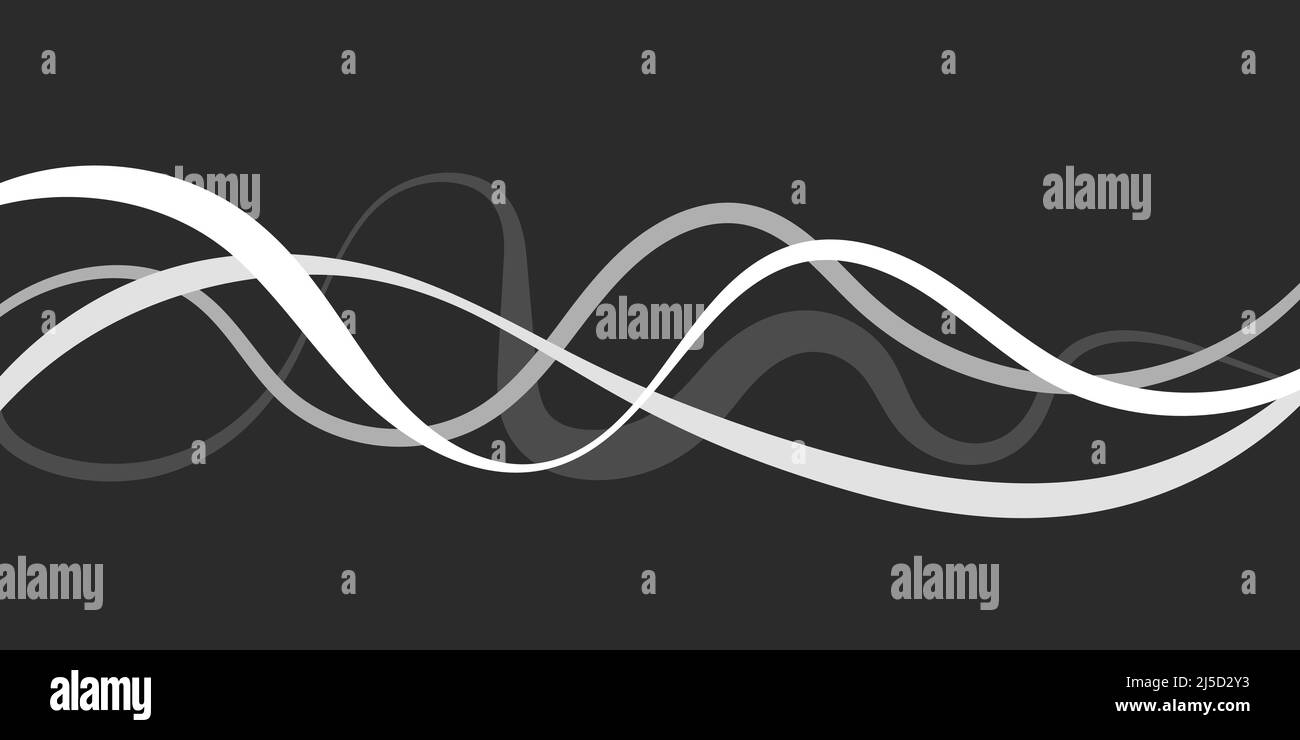 Abstract black and white line. Wavy curves stripe. Vector abstract ...