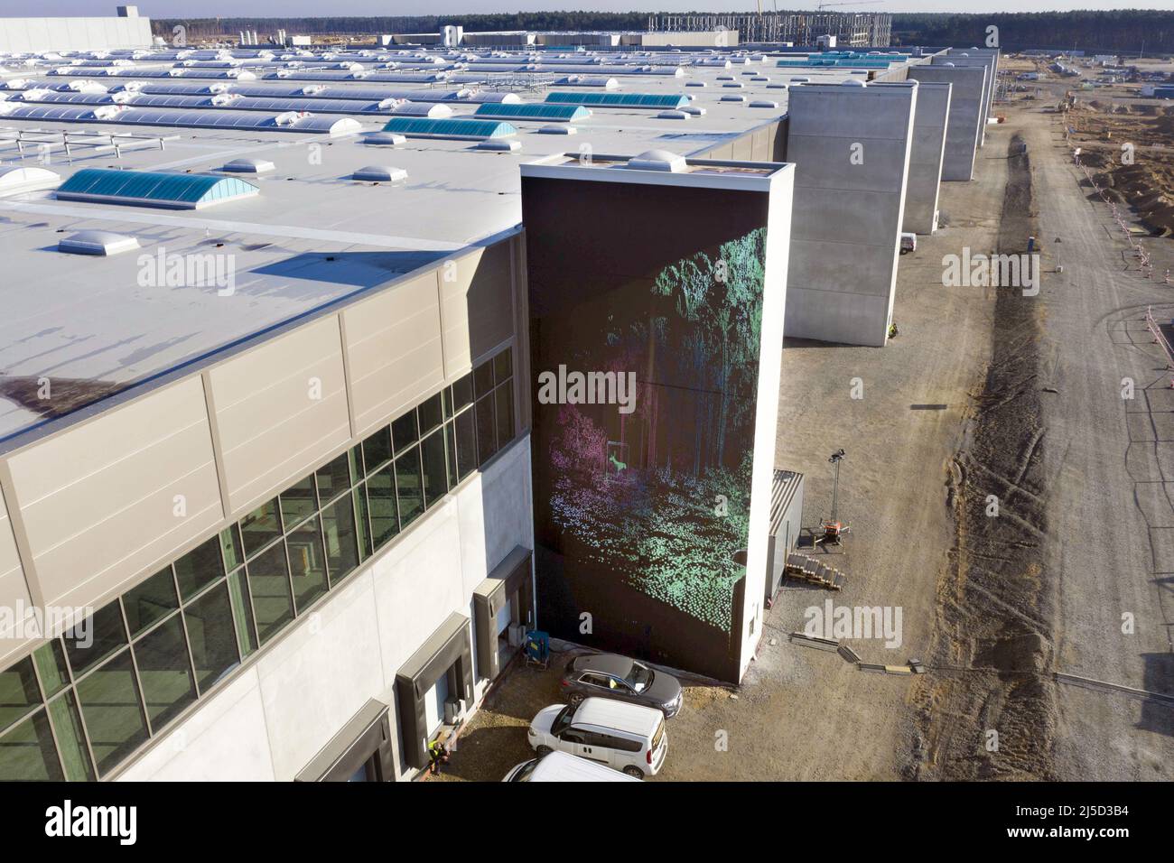 Gruenheide, Oct. 30, 2021 - A concrete pillar at the Tesla Gigafactory ...