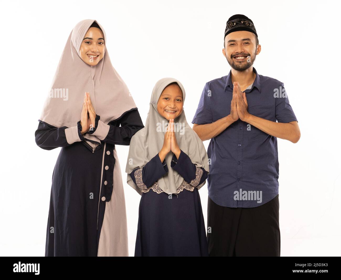 gesture of muslim family greeting over white Stock Photo - Alamy