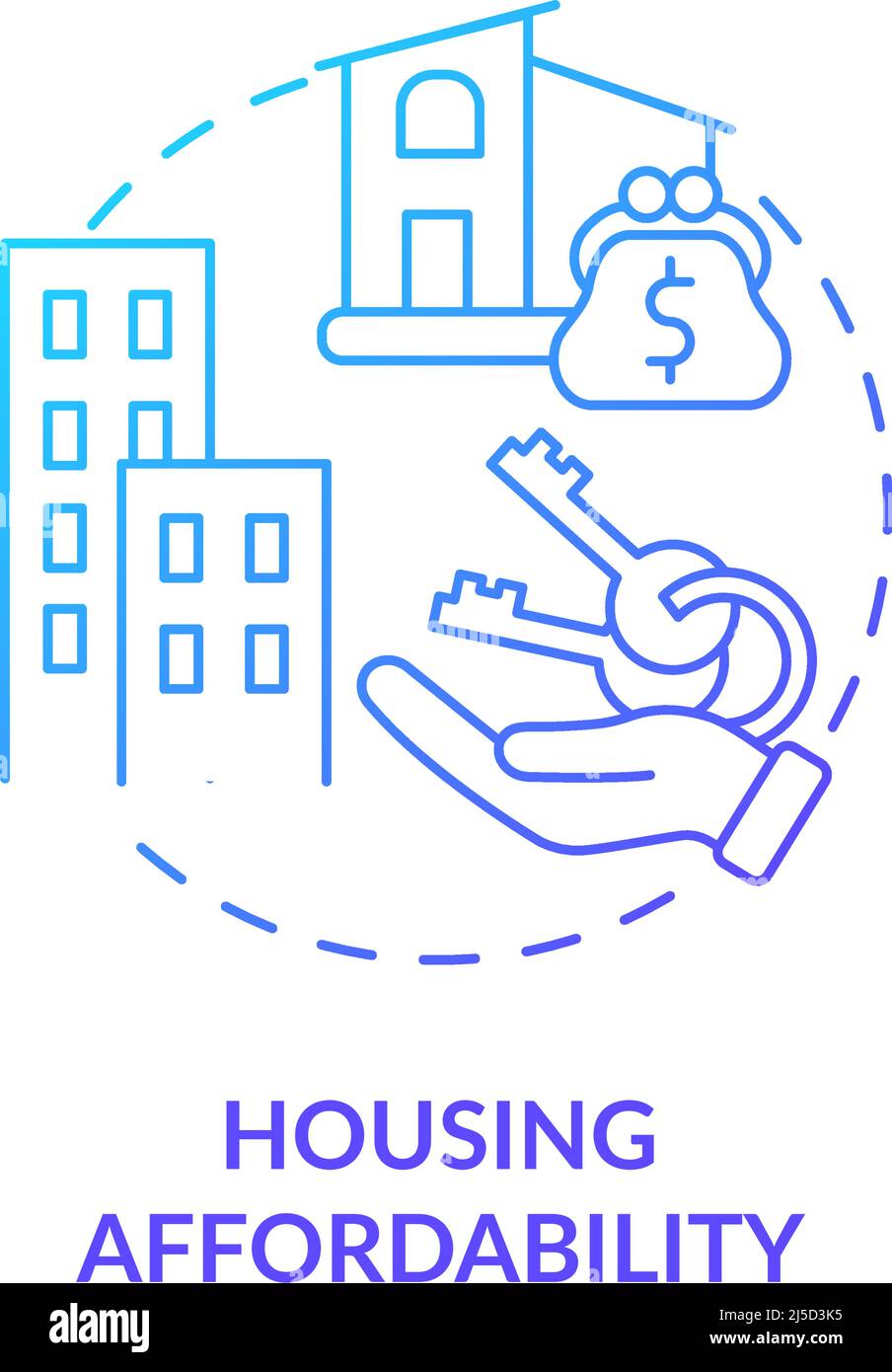 Housing affordability blue gradient concept icon Stock Vector Image ...