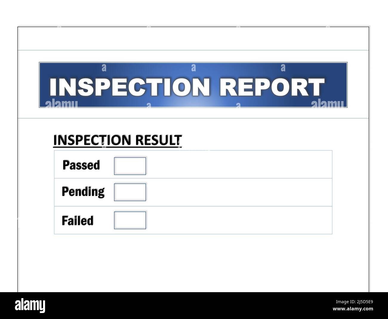 Inspection Report form containing Passed, Pending and Failed checkbox ...