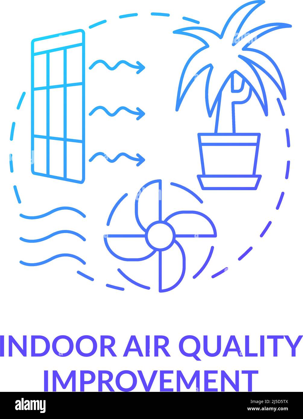 Indoor air quality improvement blue gradient concept icon Stock Vector ...