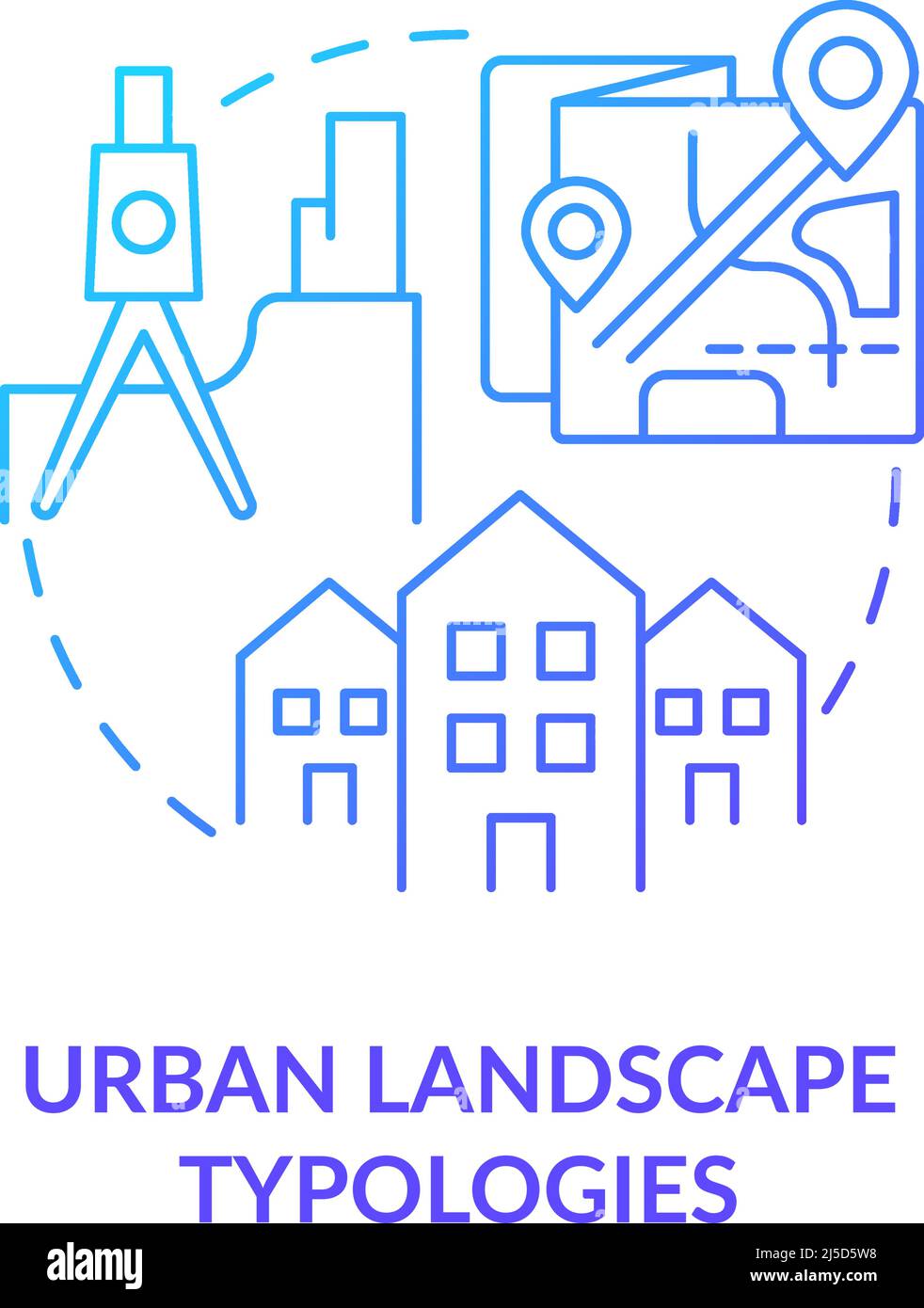 Urban landscape typologies blue gradient concept icon Stock Vector ...