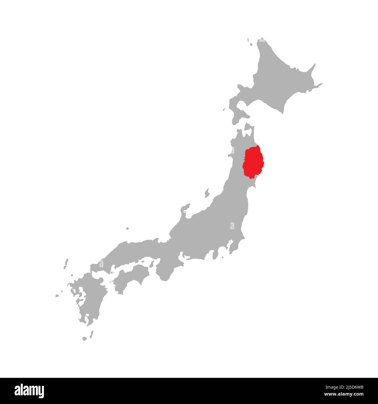 Iwate prefecture highlighted on the map of Japan Stock Vector Image ...