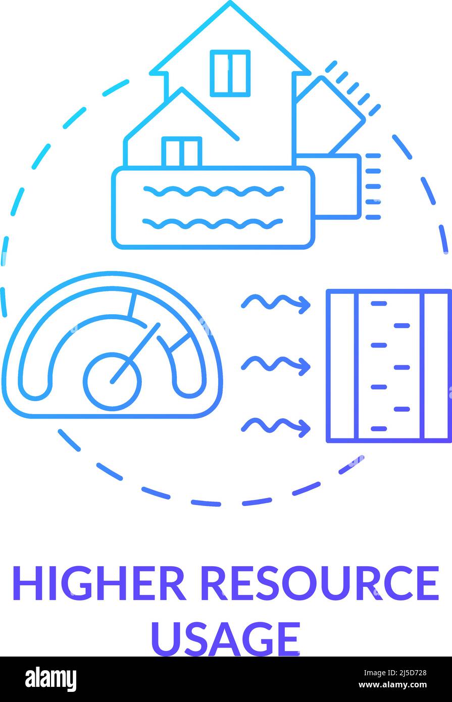 Higher resource usage blue gradient concept icon Stock Vector Image ...