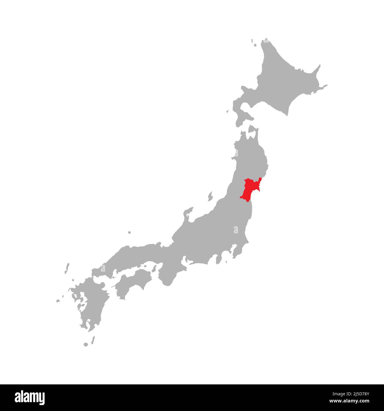 Miyagi prefecture highlighted on the map of Japan Stock Vector Image ...