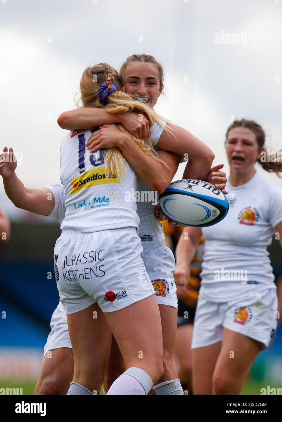, Exeter Chiefs Rugby Women celebrate scoring a try Saturday, 21 ...