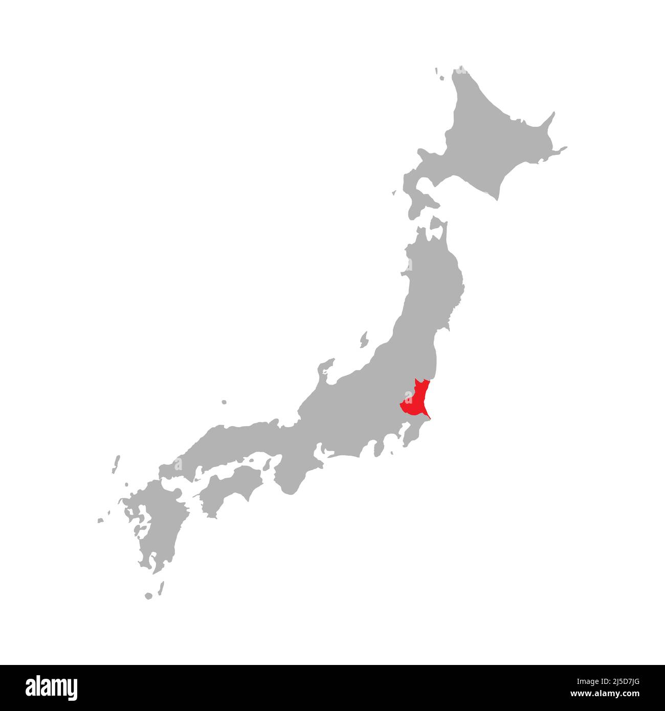 Ibaraki prefecture highlighted on the map of Japan Stock Vector Image ...