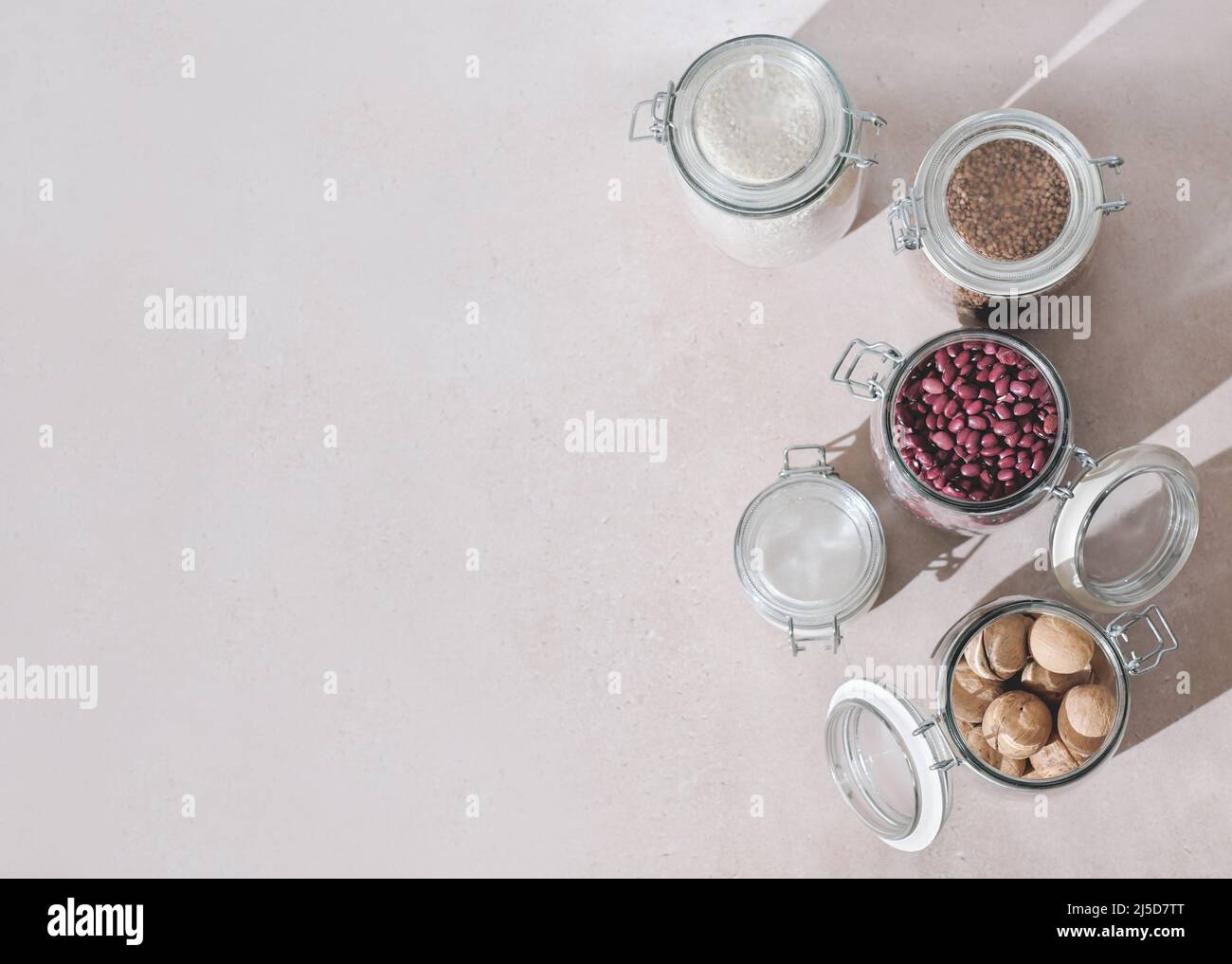 Organic products in a zero waste jars. Food storage in a low-waste ...