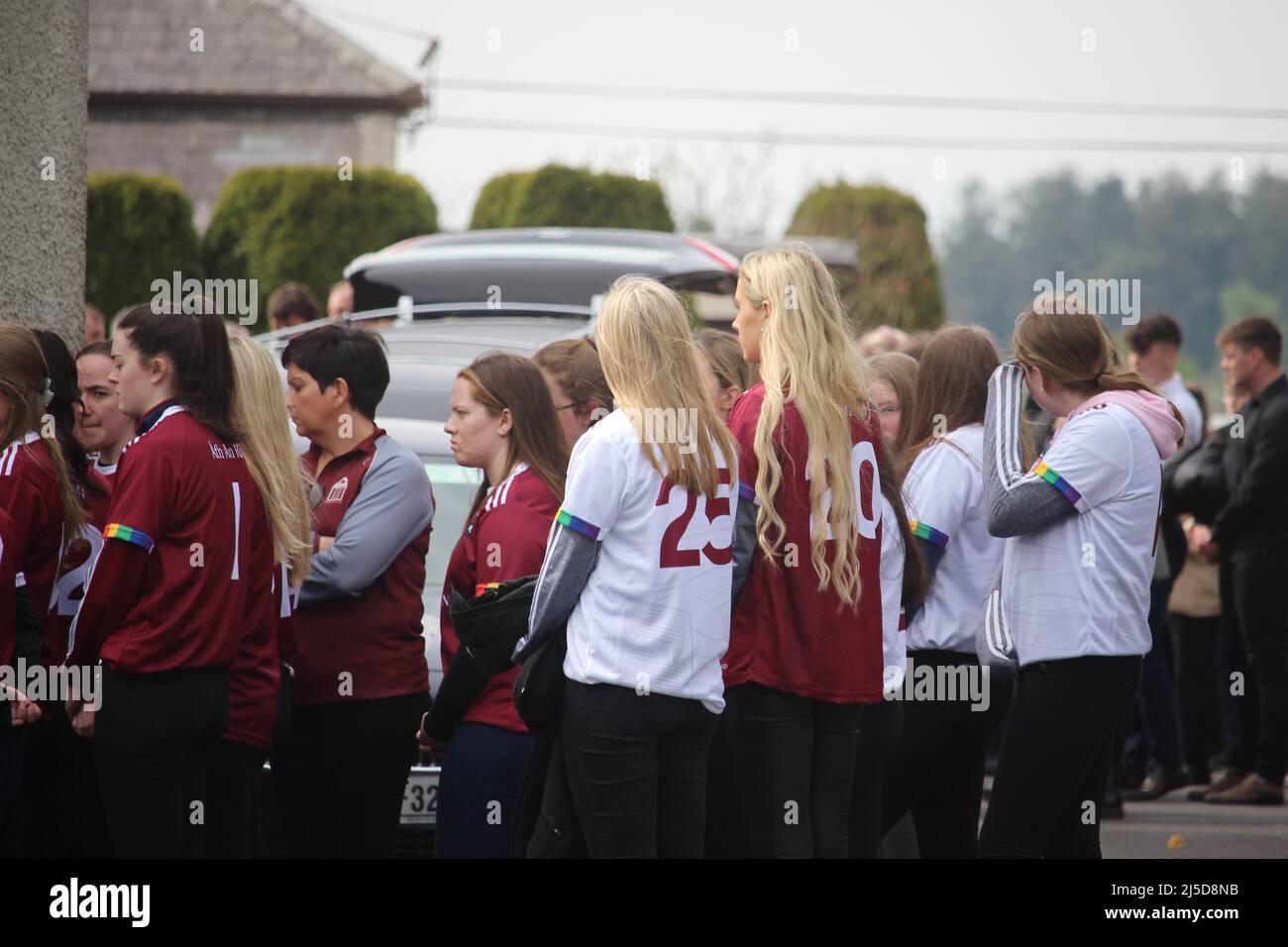 Mourners attend the funeral of young GAA camogie player in Co Galway on ...