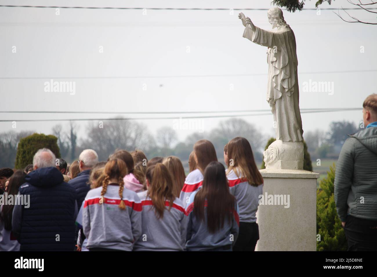 Mourners attend the funeral of young GAA camogie player in Co Galway on ...