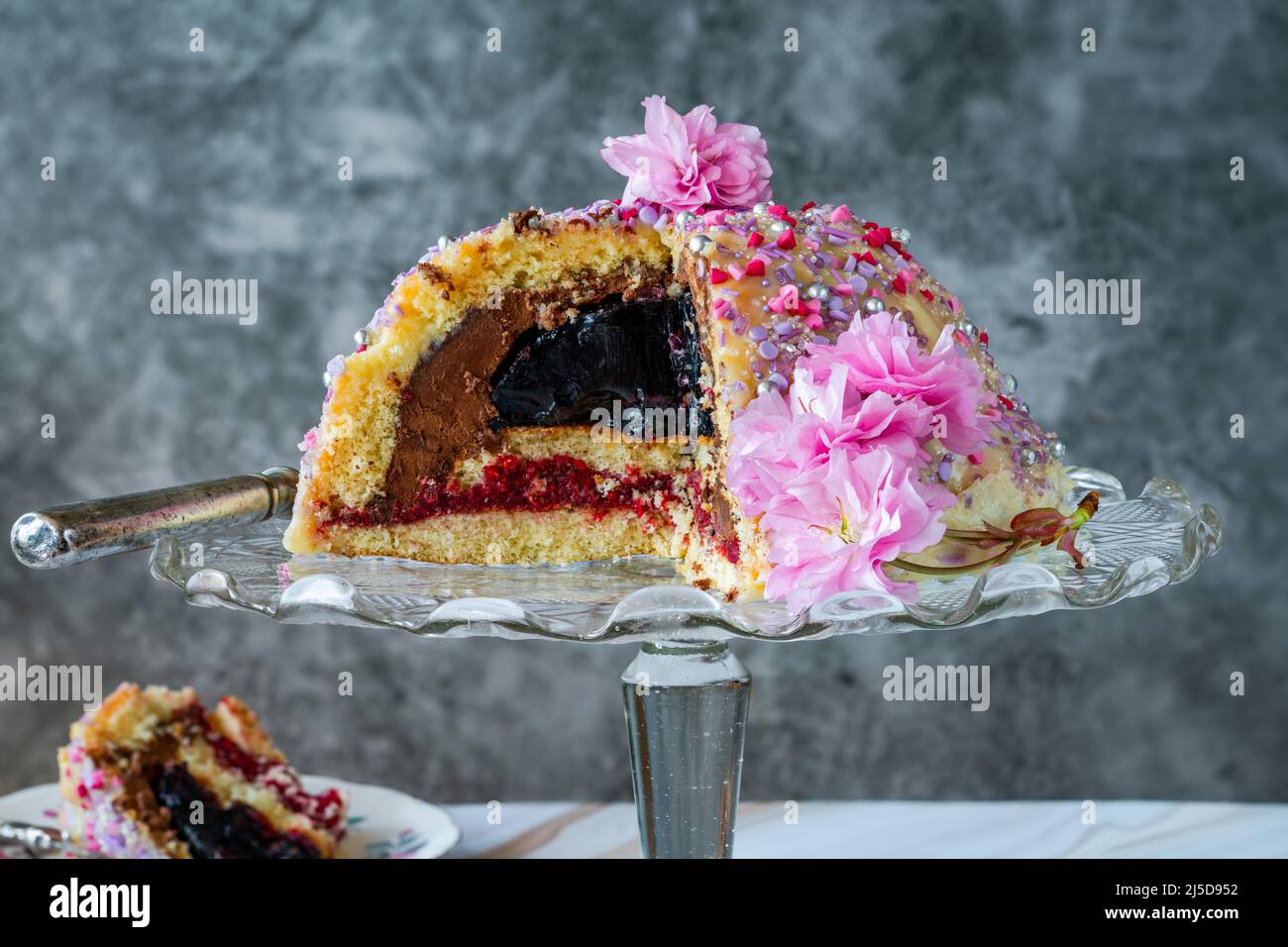 Dome cake - filled with fruity jelly, dark chocolate mousse and ...