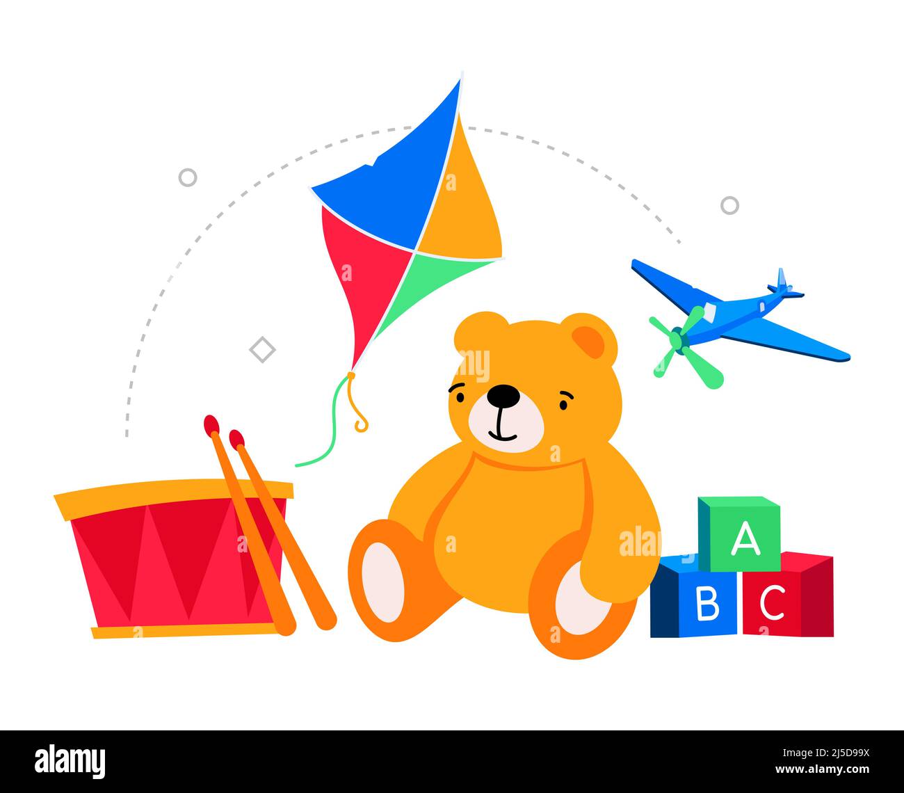 Childhood and educational toys - modern colored vector poster Stock ...