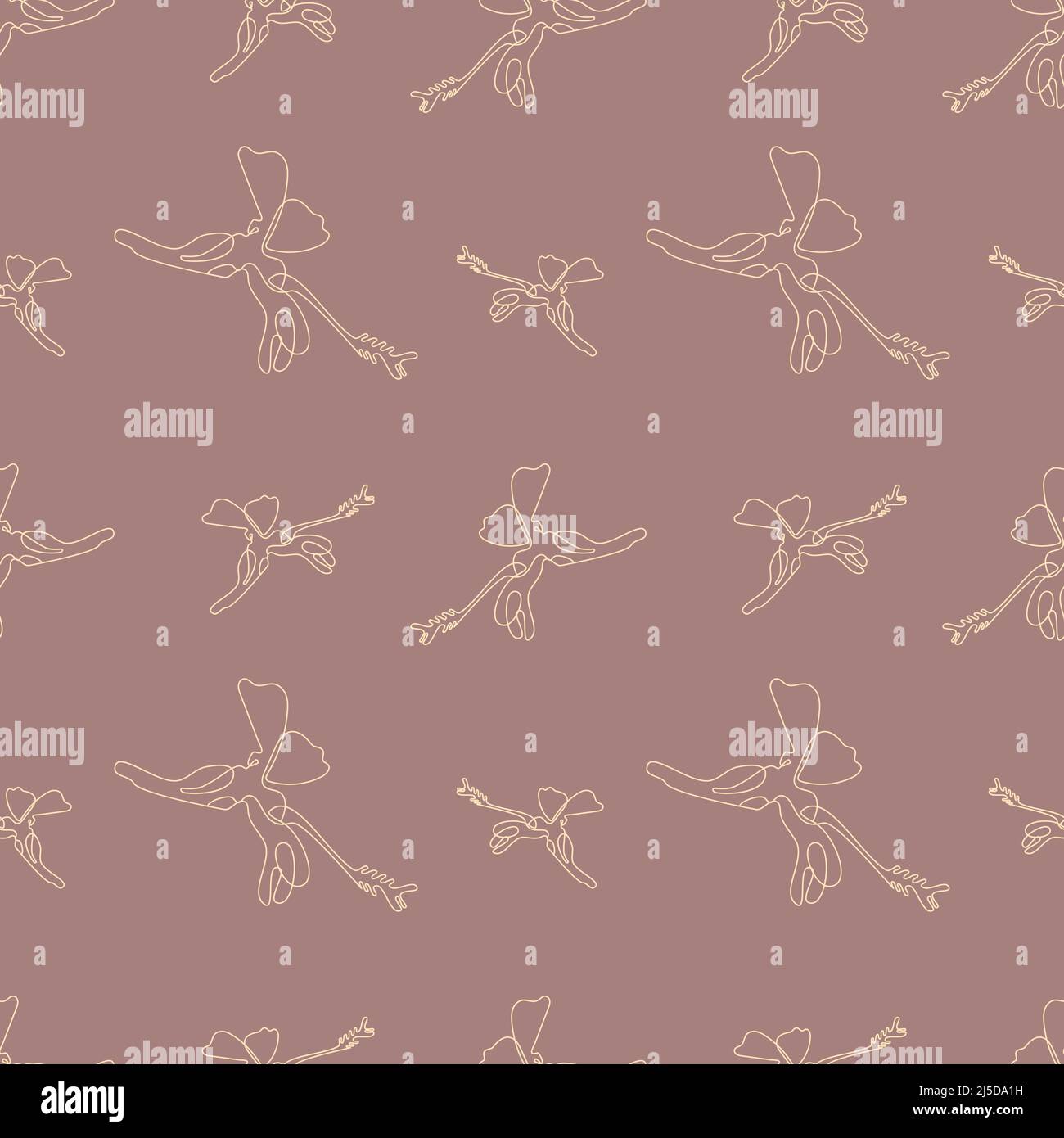 Seamless pattern with one single line drawings of hibiscus flowers ...