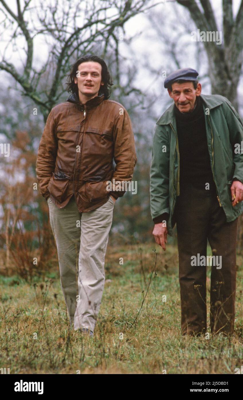 French actor Jean-François Garreaud and his father having a walk at the ...