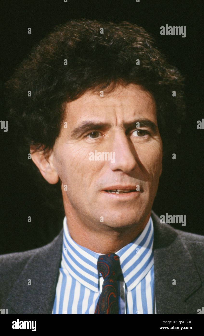 Jack Lang, then Minister of Culture, interviewed on the set of the ...