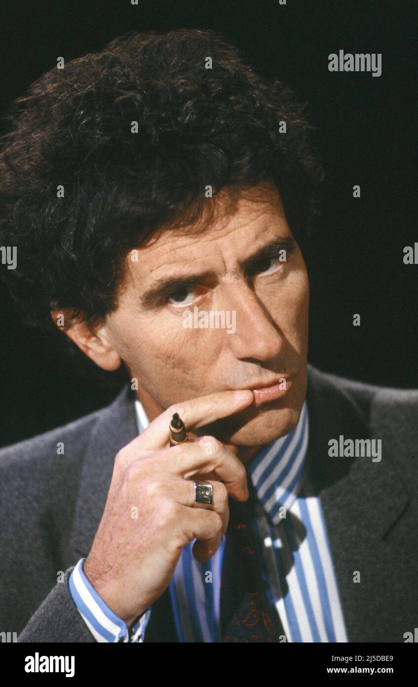 Jack Lang, then Minister of Culture, interviewed on the set of the ...