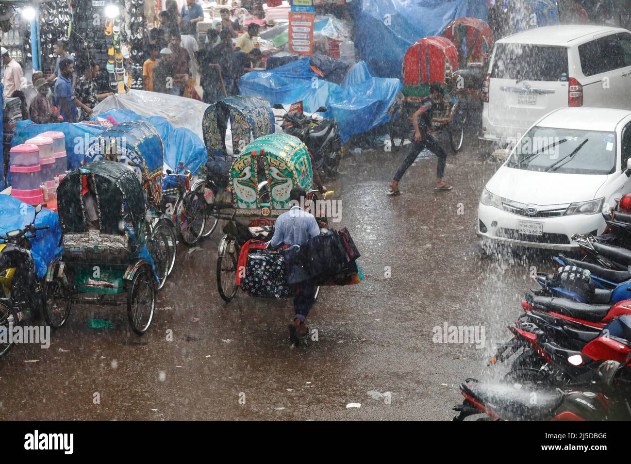 Dhaka, Bangladesh - April 22, 2022: Hail with heavy storm at a speed of ...