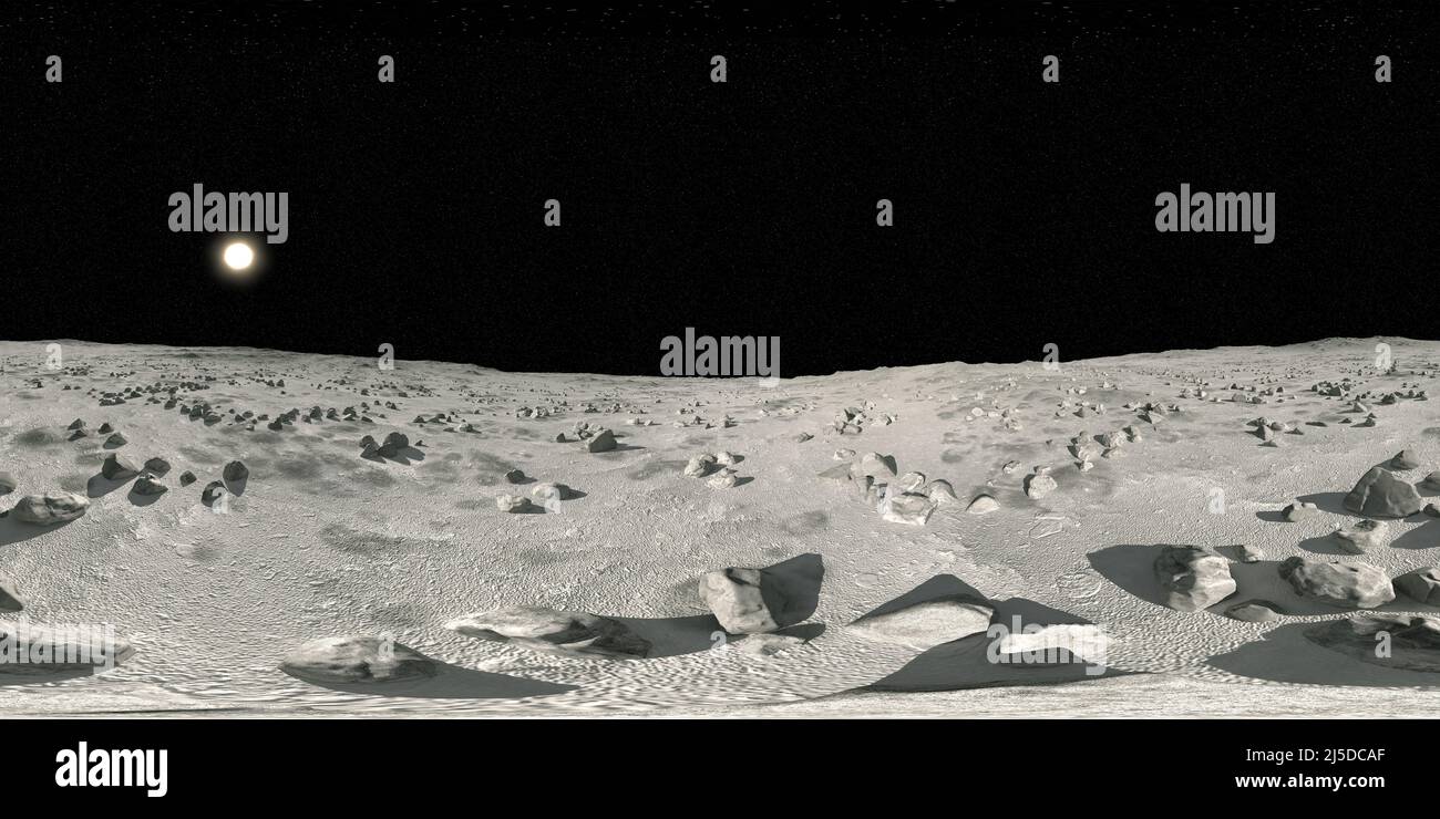 Moon surface, a landscape 360 HDRI spherical panorama for space ...