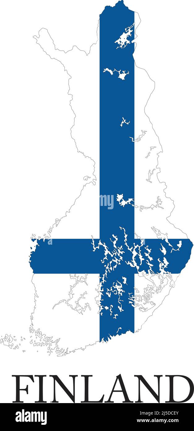 Country shape outlined and filled with the flag of Finland,in vector ...