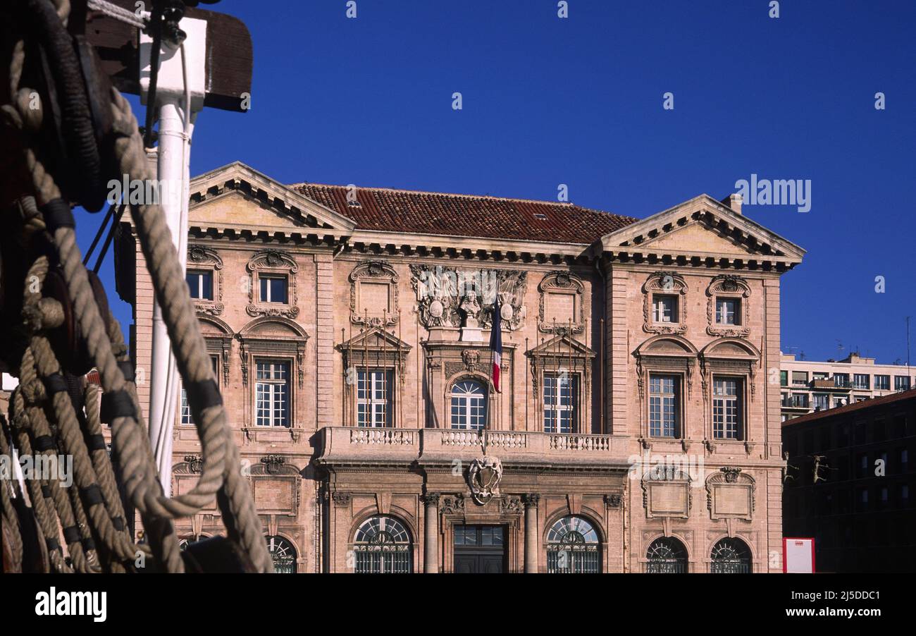Marseille the town hall with old sailing ship in the foreground Stock ...