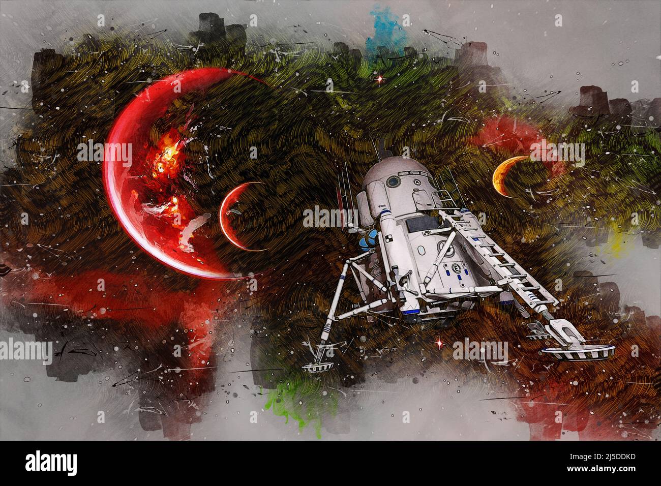 Artistic 3D illustration of a science fiction scene Stock Photo - Alamy