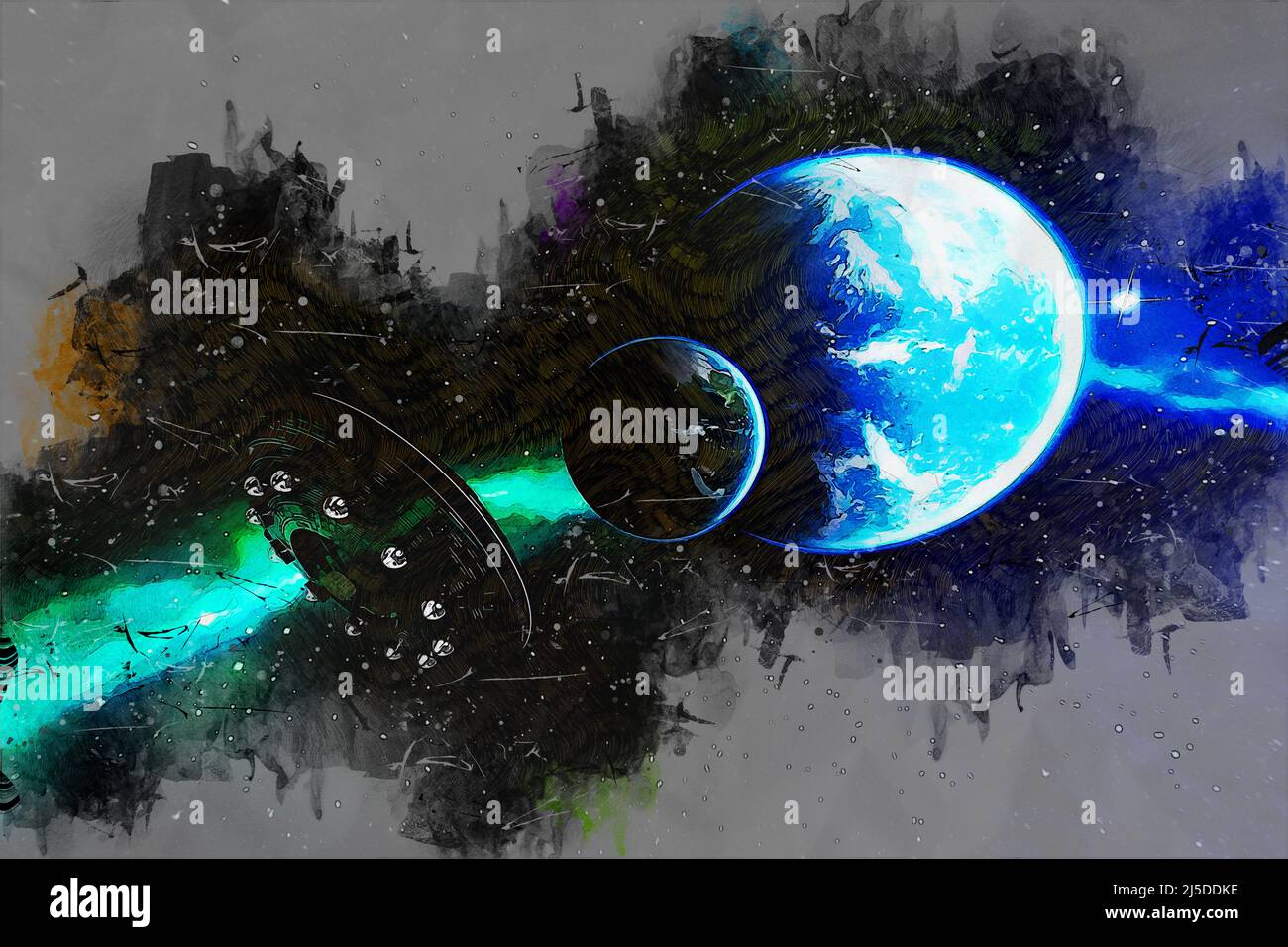 Artistic 3D illustration of a science fiction scene Stock Photo - Alamy