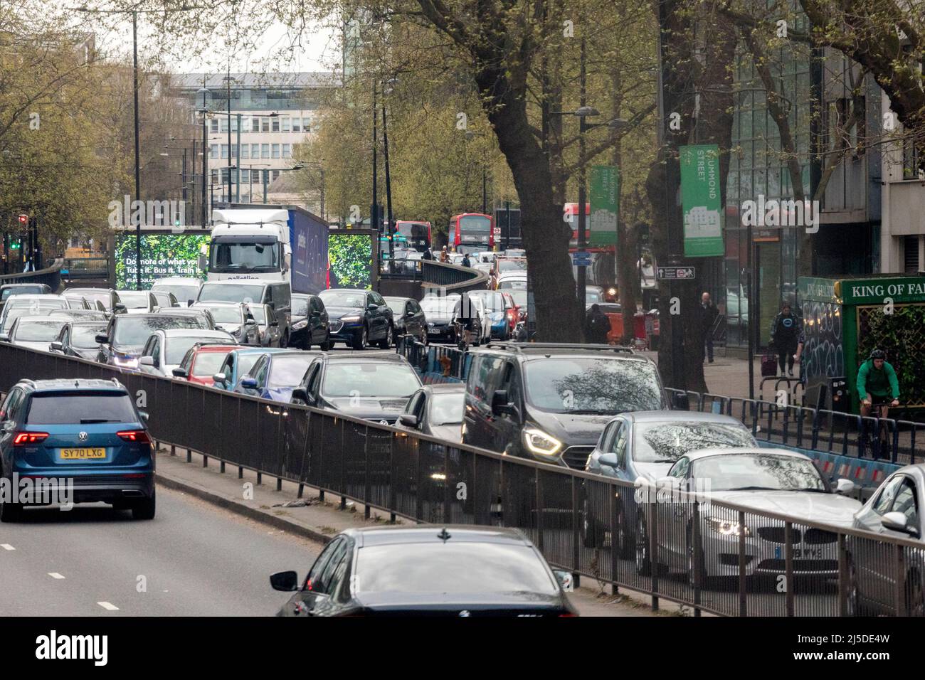 Queues are seen being formed on A501 between London Euston and London ...