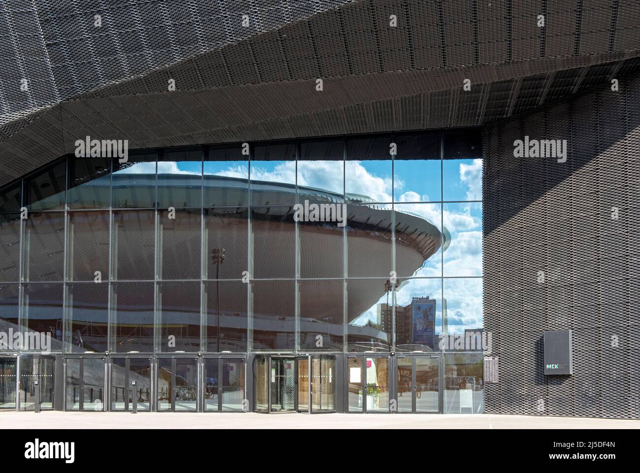 Reflection of Spodek Arena, Katowice, Poland Stock Photo - Alamy