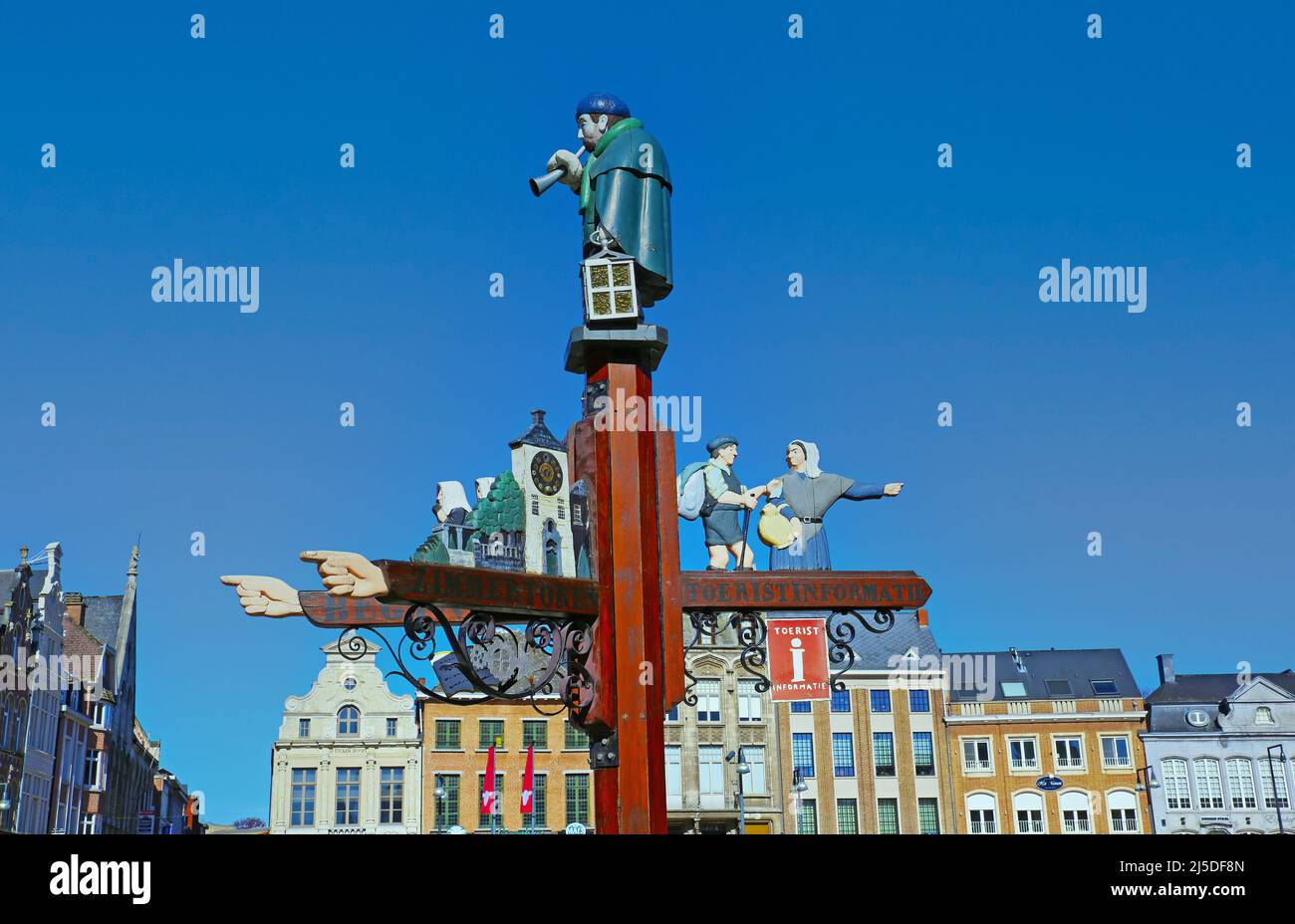 Lier, Belgium - April 9. 2022: View on old retro tourist information ...