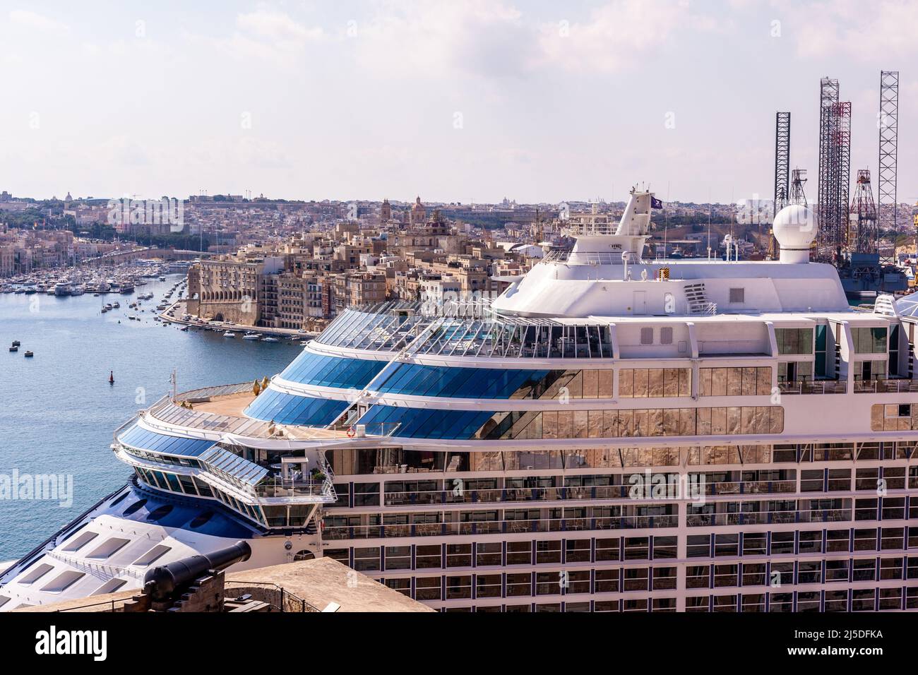 View of cruise ship in Valetta Harbour Stock Photo - Alamy