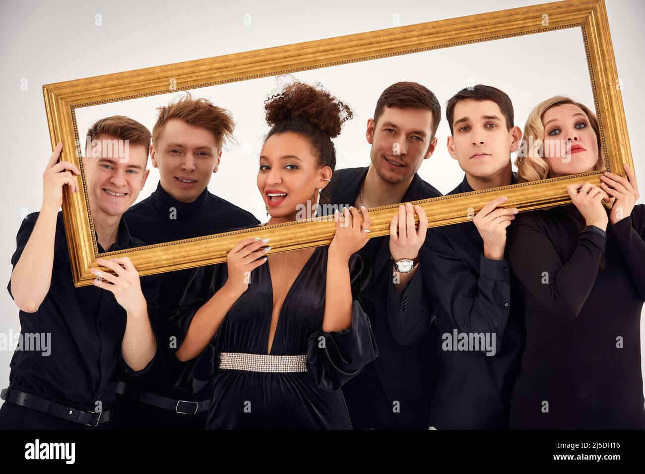 studio portrait of Beautiful young diverse group of friends isolated on ...
