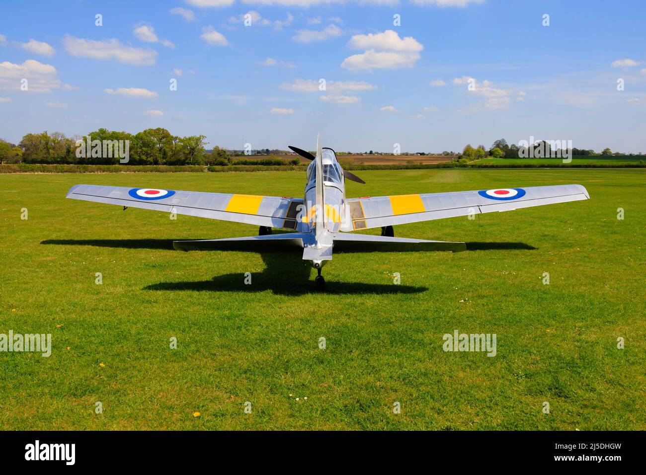 De Havilland DHC1 Chipmunk in RAF trainer colours. Old Warden airfield ...