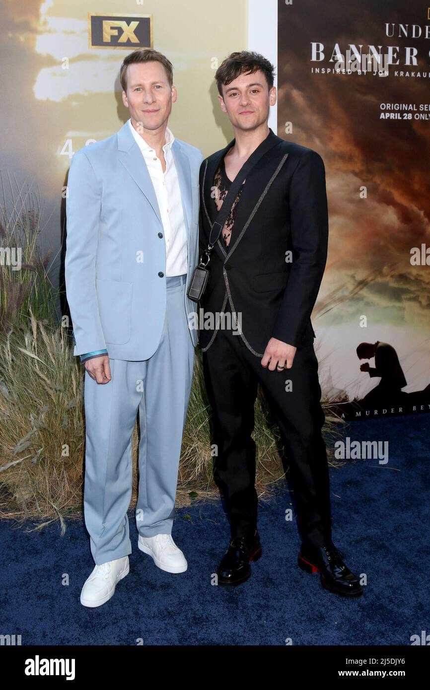 Dustin Lance Black, Tom Daley at the FX's Under The Banner of Heaven TV ...