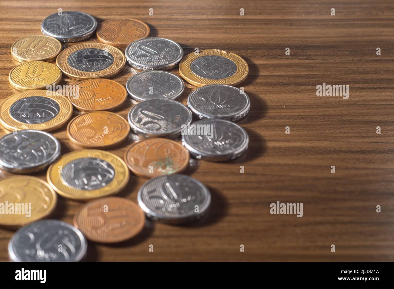 Brazilian coins background. Real coins and cent coins. Money from ...