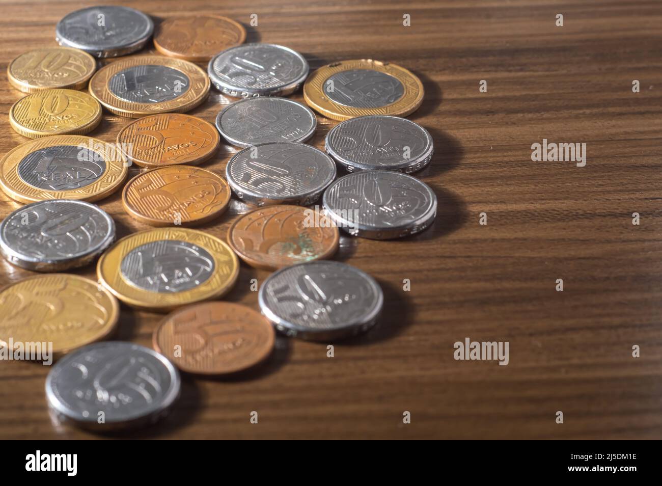 Brazilian coins background. Real coins and cent coins. Money from ...